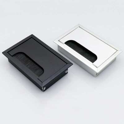 办公电脑线盒带毛刷铝线盒桌面会议桌长方形铝合金方形线盒盖