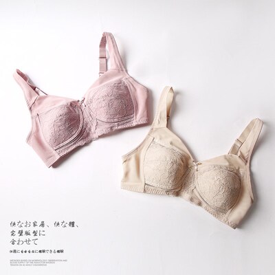 无钢圈夏季超薄大胸显小全罩杯无海G绵光面胸罩纯色大码内衣文胸