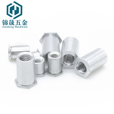 铝通孔压铆螺柱 六角压铆螺母柱 SOA-M4*4 5 6 8 10 12 16底孔6.0