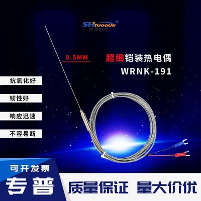 WRNK-191超细铠装热电偶0.5耐高温1100炉温检测探头探针式热电阻