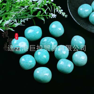 天然天河石滚石摆件amazonite tumble亚马逊滚石大颗粒把玩石淘矿