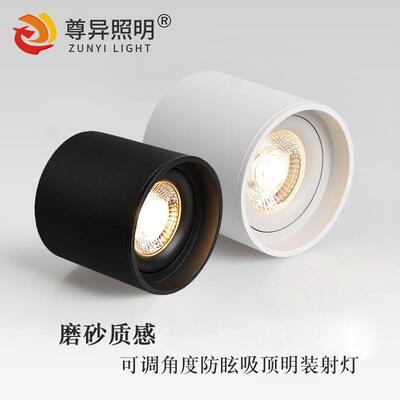 COB明装射灯客厅黑色3500K过道天花灯走廊玄关免开孔无主灯射灯