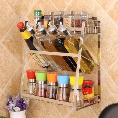 奥群304不锈钢厨房台面调料架三层壁挂现代简约置物架亚马逊跨境