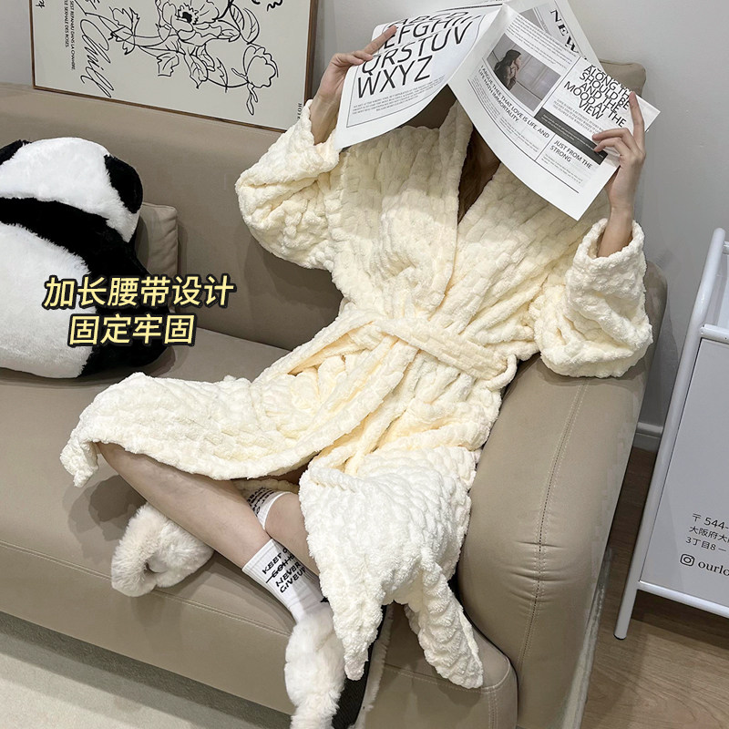 浴袍女四季通用吸水速乾珊瑚绒非纯棉华夫格秋冬学生宿舍斗篷浴裙