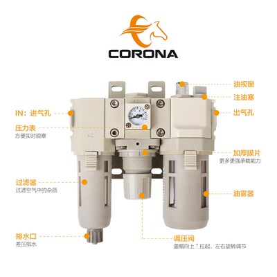 CKD型气源三联件油水调压过滤器C 2000 3000 4000代替ACBC系列