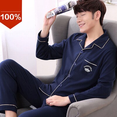 100% Cotton Pijama for Men 2 Pieces Lounge Sleepwear Pyjamas