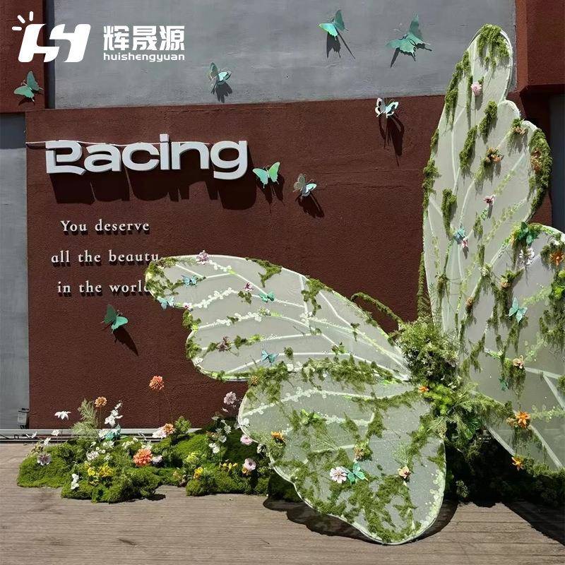 仿真假花摆件婚庆道具婚礼堂蝴蝶花艺橱窗装饰商业美陈户外装置