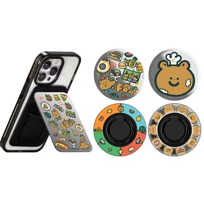 可爱团阿熊TuneeGoods磁吸支架卡通指环卡包便携折叠苹果华为通用