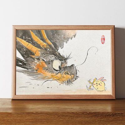 乌萨奇讨伐神龙油画趣味摆台相框创意礼物摆件桌面饰品装饰画ins