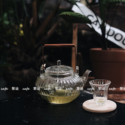 日式ns下午茶壶煮茶泡茶壶铜柄提梁壶功夫茶壶手工耐热玻璃