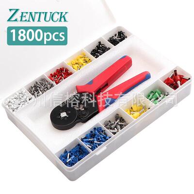 1800pcs欧式管型端子+冷压钳HSC86-4预绝缘接线端子压线钳套装