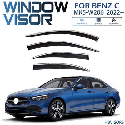 适用于2022+BENZC不锈钢晴雨挡雨板雨眉侧窗导流板Windowvisor