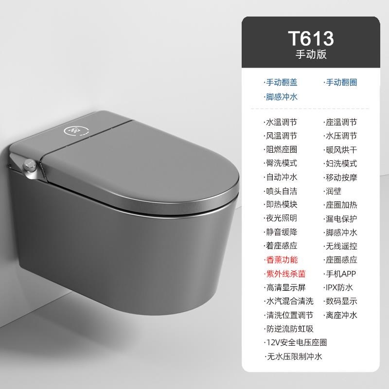 壁挂式智能马桶无水压限制泡沫盾入墙式嵌入墙排悬挂式坐便器