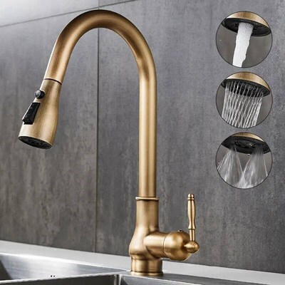 Kitchen Faucets Pull Out Antique Bronze Kitchen Sink Water M