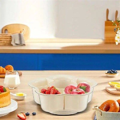 Rotating Divided Serving Platter Veggie Serving Rotating