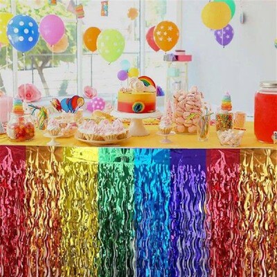 Table Skirt Waterproof Table Skirt Reusable Tinsel Fringe