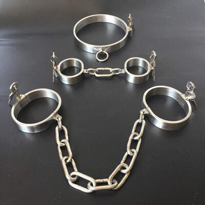 插销锁暗锁不锈钢手拷脚拷镣项圈自缚男女穿戴 可外出 影视道具
