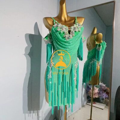 舞忆莎高档新款儿童拉丁舞服演出服少儿女童拉丁舞表演比赛服2415