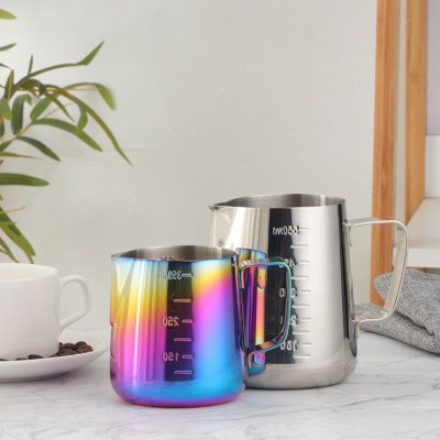 不锈钢拉花杯尖嘴拉花壶打奶缸咖啡奶泡杯拉花缸压纹加厚拉花神器