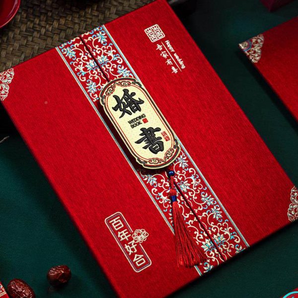 订婚大书下写聘书折页婚书中国风手高端气日38490 子结婚送订婚用