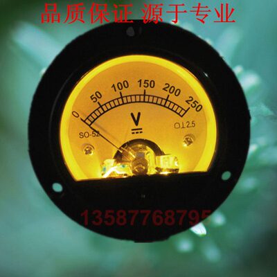 SQ DH-52指针式直流圆形电压表250v DC250V 带背景灯65*50mm
