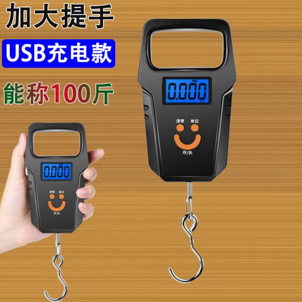 家用充电手提秤小型快递秤挂钩电子秤便携弹簧秤50kg精准买菜挂秤
