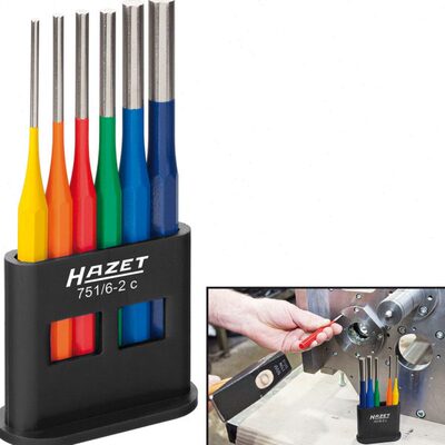 德国HAZET 751/6-2C 销冲 彩柄6件套  原装进口高端手工具
