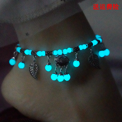 夜光三生三世脚链女2022新款潮红绳夏季加长版Q发光平安锁绳民族