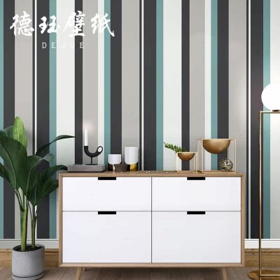 现代简约无纺布红色蓝色条纹墙纸高档北欧客厅卧室背景墙壁纸家用