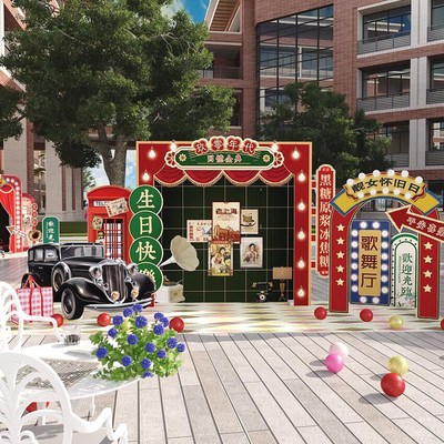 港式复古风国f潮民国背景板老上海妇女神节布置装饰旗袍生日趴美