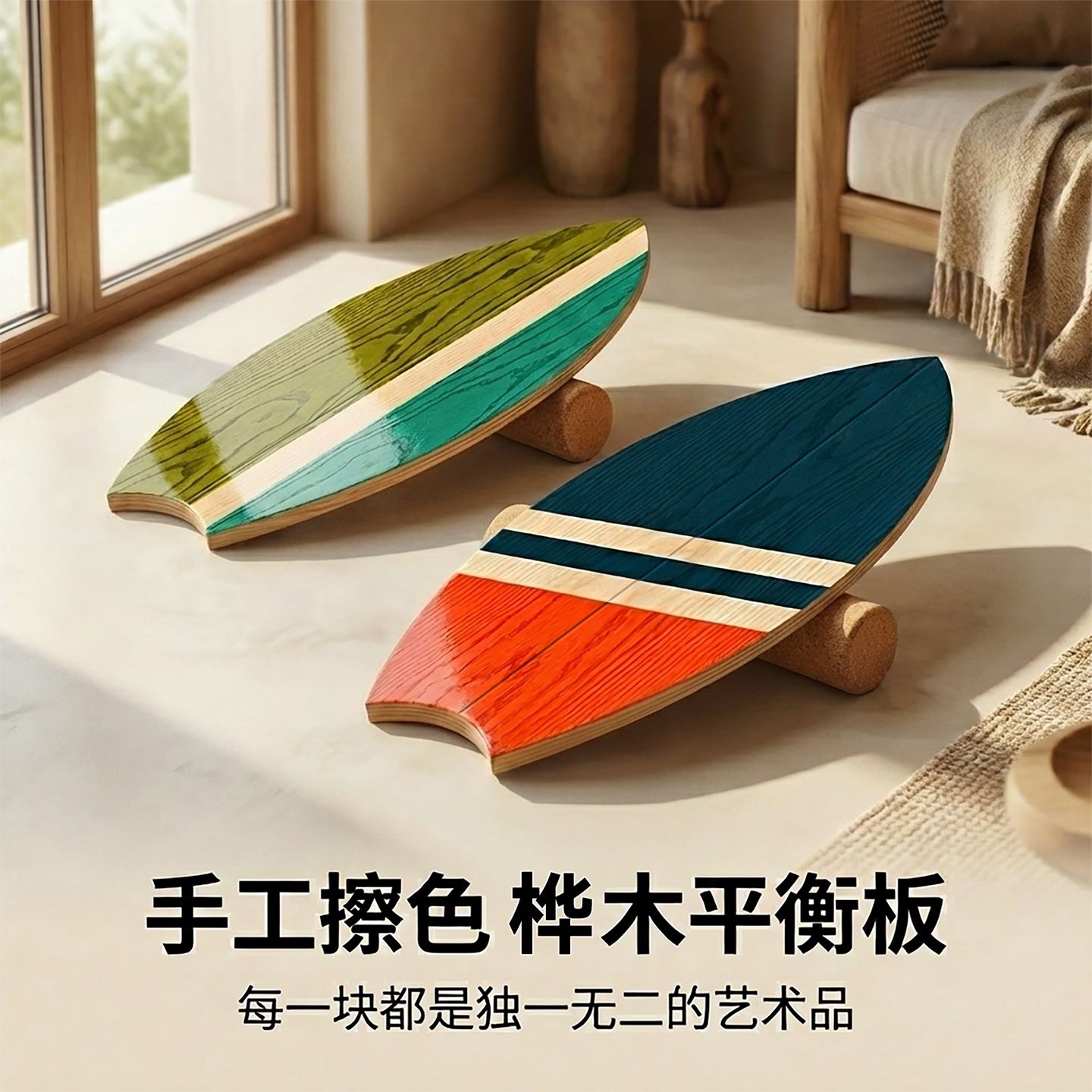 高颜值纯手工制作高强度冲浪滑雪滑板瑜伽核心辅助训练平衡板