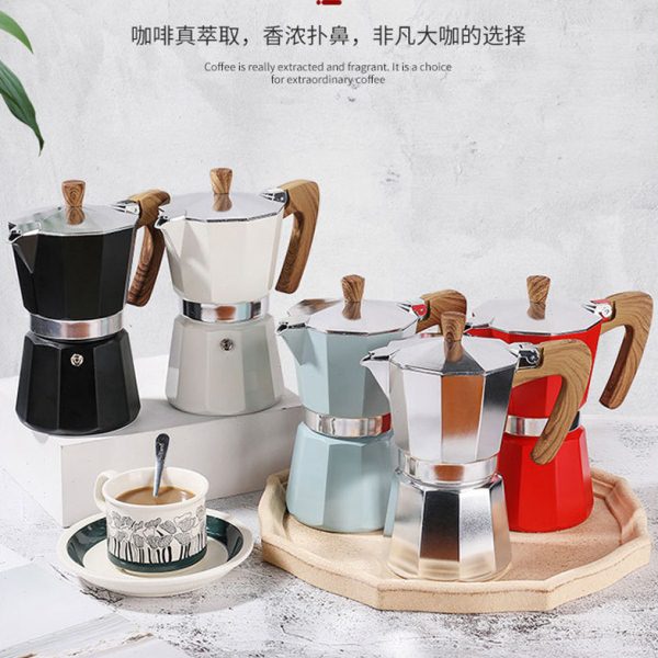 经典意式精工八角铝制摩卡壶彩色咖啡壶浓缩咖啡豆粉手冲过滤