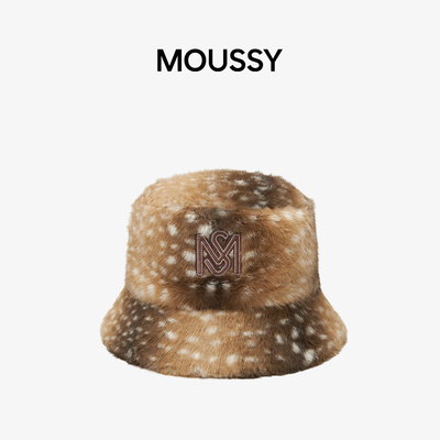 Moussy鹿纹渔夫帽2026早春新品复古慵懒风毛绒渔夫帽