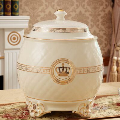 米缸有盖防潮欧式居密封新10厨房用品陶瓷斤斤/储米箱20米桶达沃