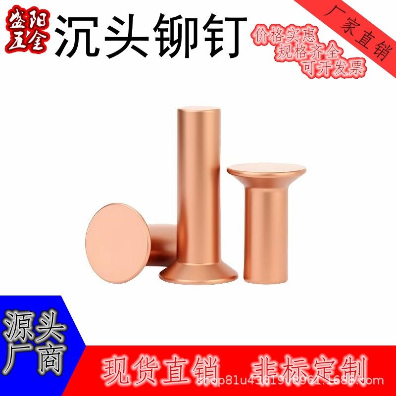 GB869紫铜沉头铆钉敲击式平锥头实心铆钉