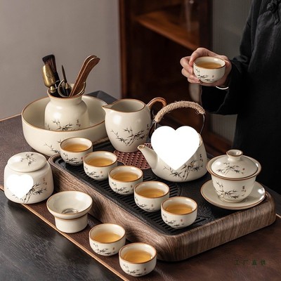 汝窑茶具套装2025新款家用陶瓷茶壶喝茶功夫茶杯茶盘轻奢高档会客