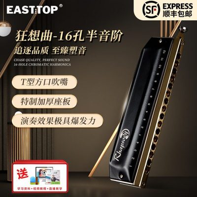 EASTTOP东方鼎16孔64音半音阶口琴狂想曲专业演奏学生通用练习