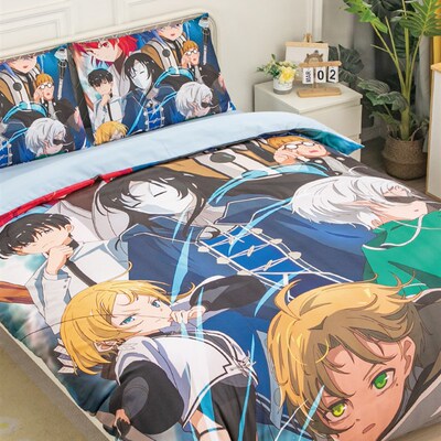 动漫四季款亲肤磨毛三件套无职转生男生宿舍洛琪希床品被套四件套