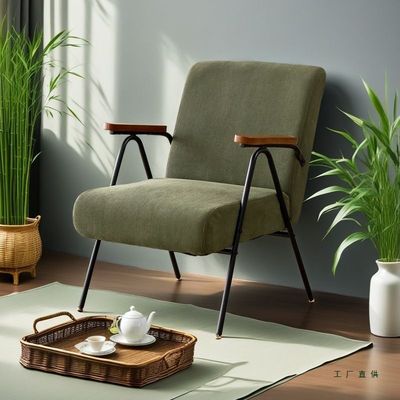 北欧复古沙发椅休闲网红单人沙发小户型客厅阳台中古洽谈椅法式椅