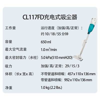 牧田 CL117FD 充电式 吸尘器 便携 车载 除尘器