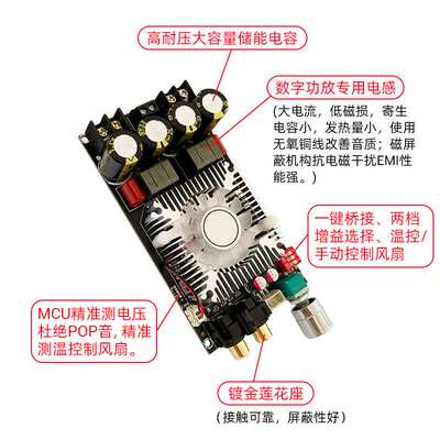 1602纯后级数字功放板大功率TDA7498E立体声160WX2桥接单声道220W