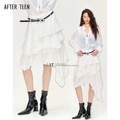 AFTER TEEN「南亚文化｜手工质感」不对称波浪飘逸感层叠半裙