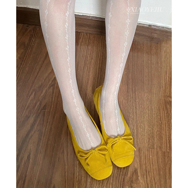 黄色单鞋女款2025新款春夏软底法式晚晚蝴蝶结平底超火芭蕾舞鞋子