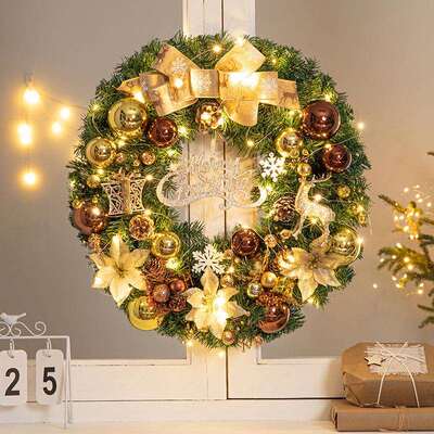 xyt圣诞花环门挂50/60CM圣诞装饰品圣诞树藤条挂饰场景布置门饰