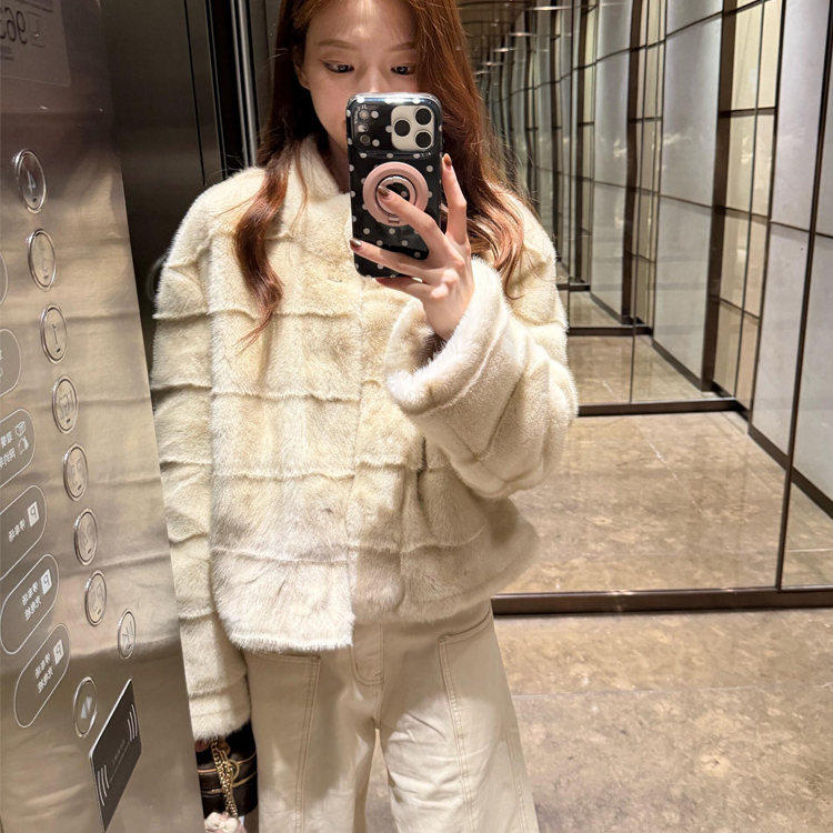 贵气小姐环保貂毛皮草女冬短款高级渐染皮毛一体保暖貂绒毛毛外套