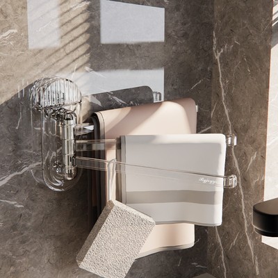 【佳立方】吸盘旋转抹布架轻奢风家用壁挂式沥水架浴室免打孔置物