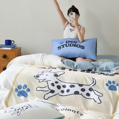 清新萌趣40支13374纯棉混搭床上四件套大版卡通全棉被套床单床品