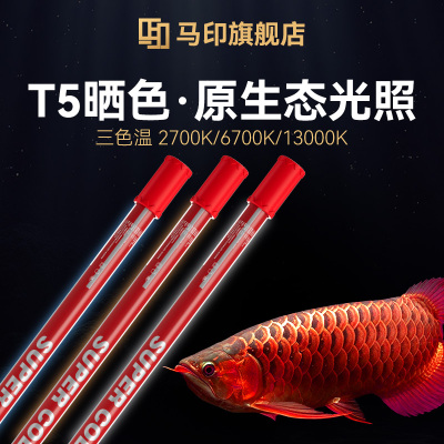 马印灯固色灯T5晒色龙鱼灯专用烤色发色灯三基色6700k发色