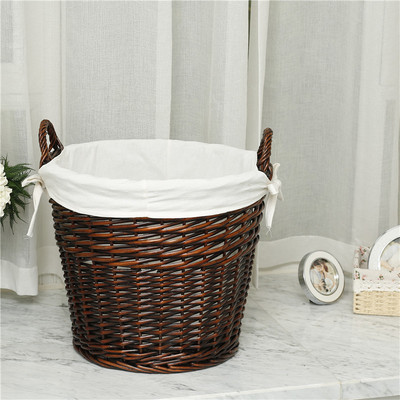 编织筐脏衣篮篮子竹编框子复古筐子藤编收纳筐收纳篮小号竹筐白色