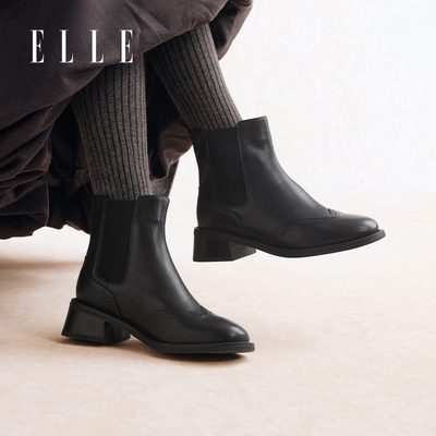 【小满专属】ELLE切尔西靴女秋冬2025新款粗跟短靴弹力单靴X